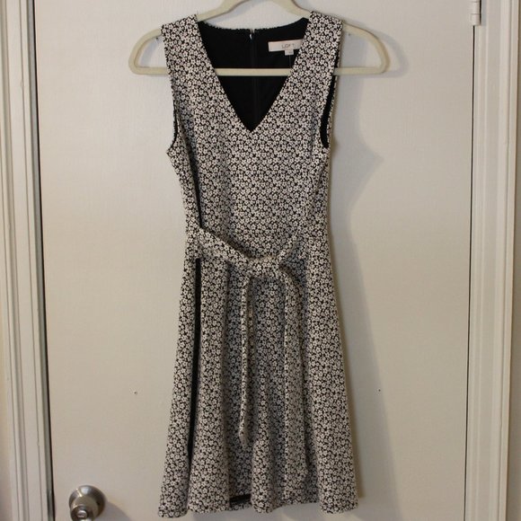 LOFT | Dresses | Nwt Loft Black White Ditsy Floral Dress | Poshmark